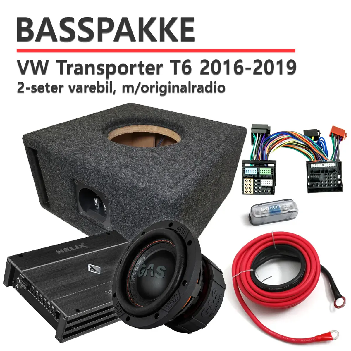 Basspakke VW Transporter T6 Basspakke i 2-seters VW T6 varebil - Koolart